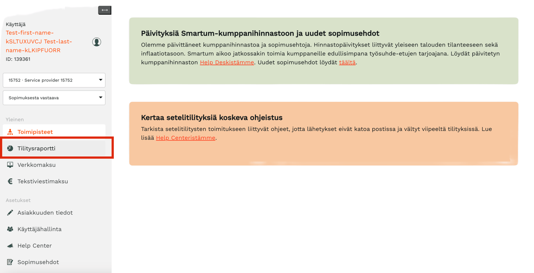 Mistä löydän raportin valitsemallani aikavälillä?